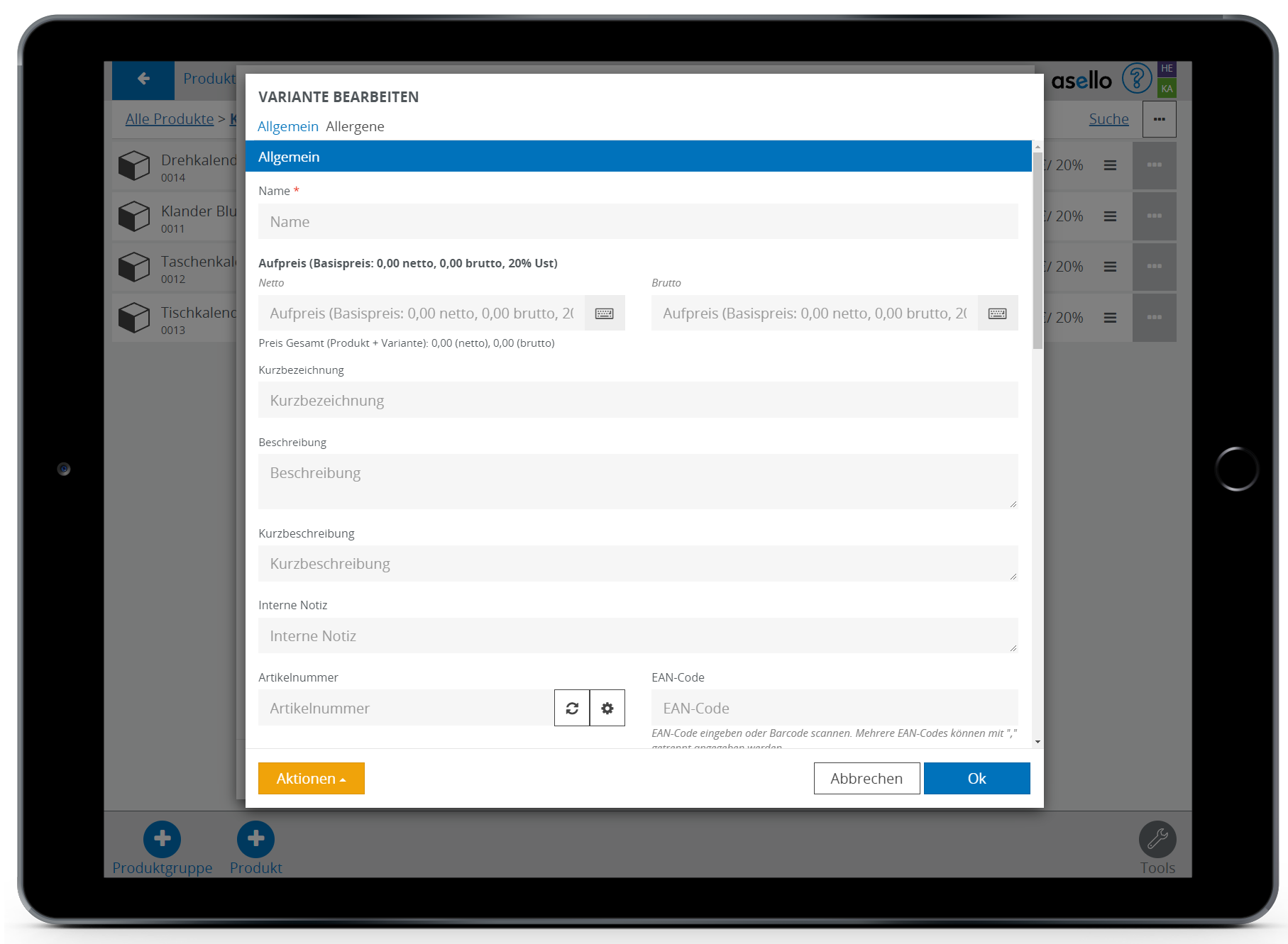 Produkt mit Varianten